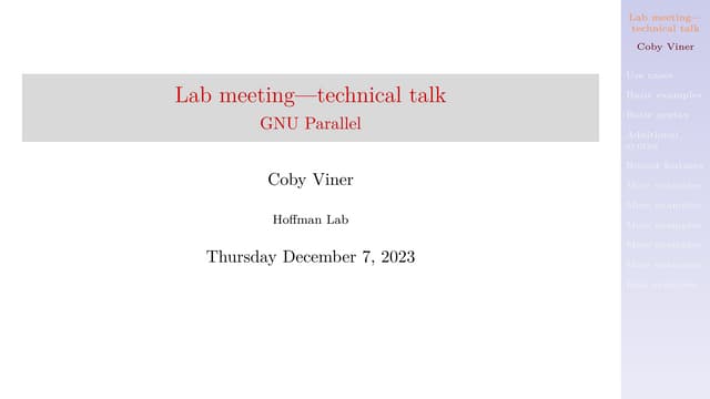 Gnu Parallel Lab Meeting—technical Talk Ppt
