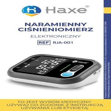 Haxe - Naramienny, elektroniczny ciśnieniomierz Model: RJA-001 | PDF