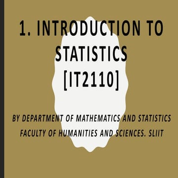 Introduction to Statistics terminology lecture | PDF