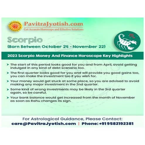 2023 Scorpio Finance Horoscope And Money Horoscope | PDF
