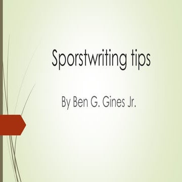 Sports Writing (Rules,Tips, Examples, etc) | PPT