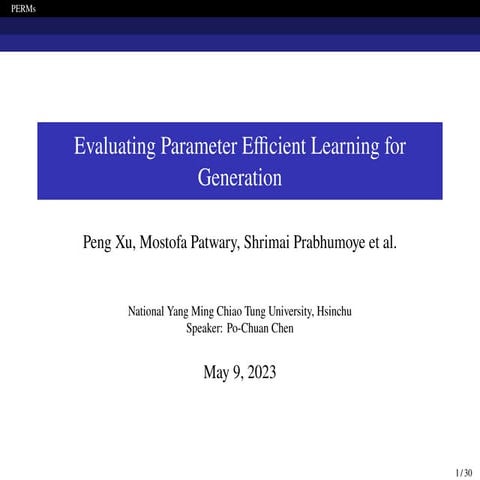 Evaluating Parameter Efficient Learning for Generation.pdf