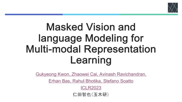 論文紹介:masked Vision And Language Modeling For Multi Modal Representation