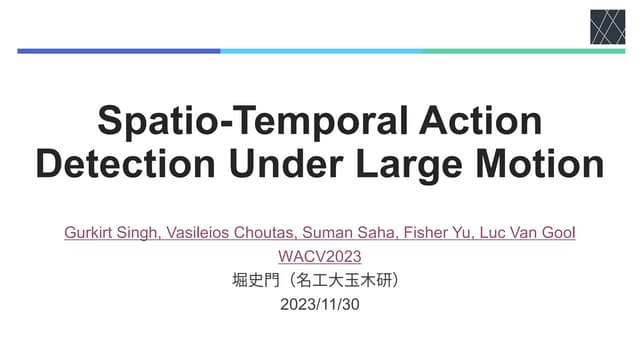 論文紹介:spatio Temporal Action Detection Under Large Motion Ppt