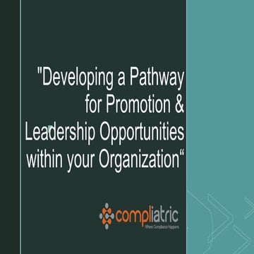 2023 Compliatric Webinar Series - Developing a Pathway for Promotion ...
