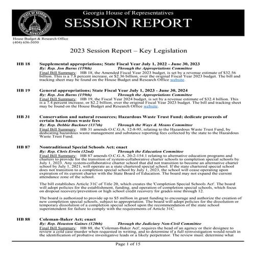 2023 Key Legislation Report | PDF