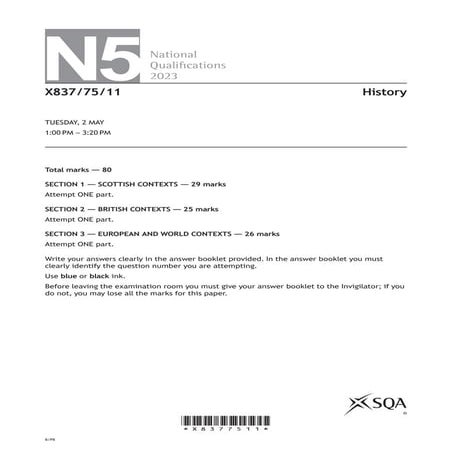 National 5 History exam - 2023 (marking instructions) | PDF