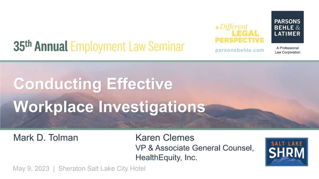 Conducting Effective Workplace Investigations | PPTX Conducting Effective Workplace Investigations | PPTX