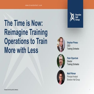 Webinar Training Orchestra and Brandon Hall Group - Reimagine Training ...