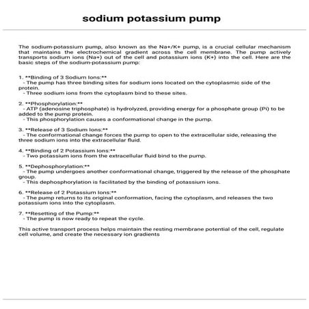 Sodium potassium pump | PDF