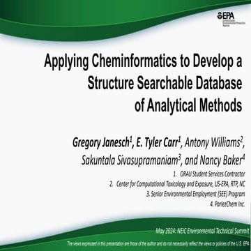 Applying Cheminformatics to Develop a Structure Searchable Database of ...