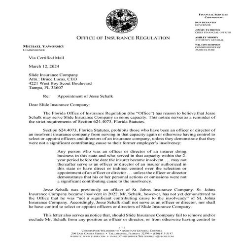 2024.03.12 Schalk February Letter Florida | PDF