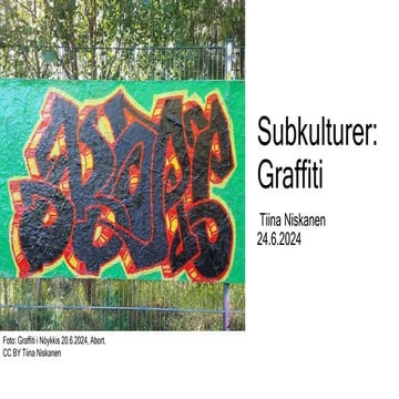 Subkulturer: Graffiti (uppgift på konstkurs) | PPTX