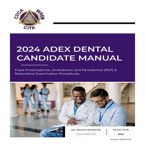 ADEX DENTAL EXAM 2024 REVALIDA DENTAL 2O | PDF