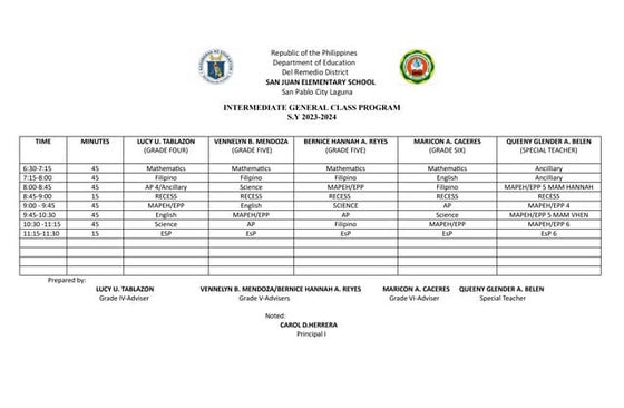 JHS Consolidated Class Program Sep. 2023 | PDF | Education industry ...