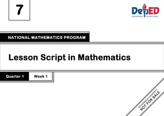 Mathematics 7:Lesson 1- Week 1 Exemplar .pdf | Education