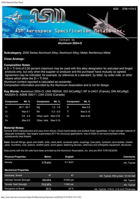 2024 t3 asm material data sheet | PDF | Chemistry | Science