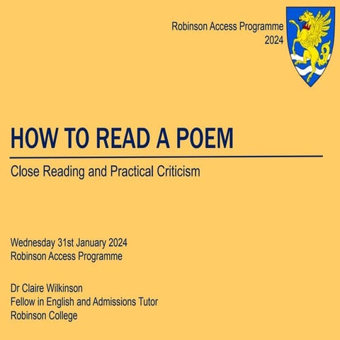 How to Read a Poem- Close reading and practical criticism | PPT
