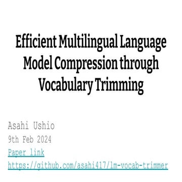 2024-02, Efficient Multilingual Language Model Compression through Vocabulary Trimming | PPT