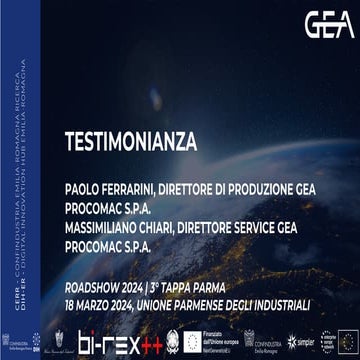CERR Roadshow PNRR 2024 | Terza tappa Parma | Intervento GEA PROCOMAC | PDF