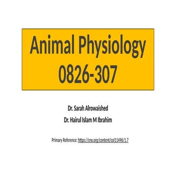 week 1 animal physiology lab for biology senior bachelor studnets | PPTX