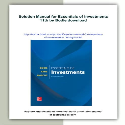Solution Manual for Essentials of Investments 11th by Bodie | PDF