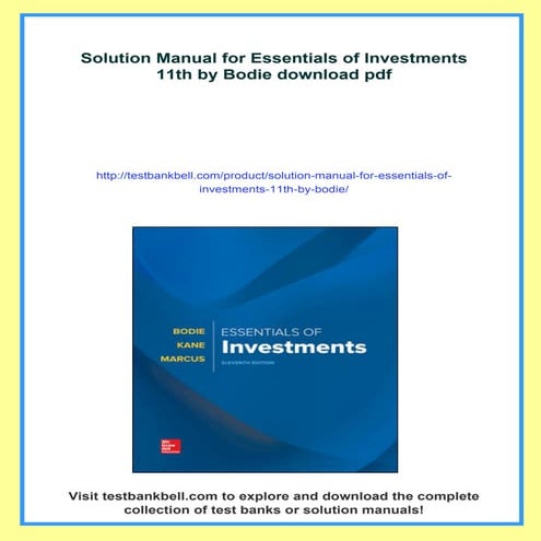 Solution Manual for Essentials of Investments 11th by Bodie | PDF