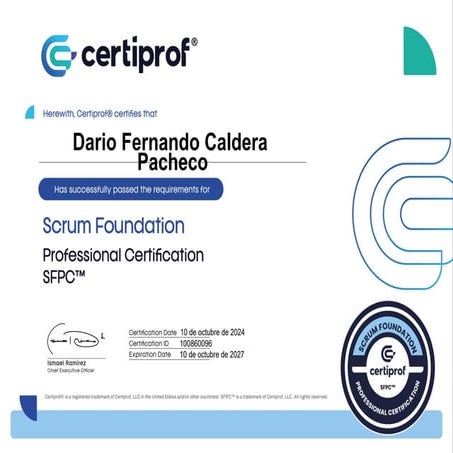 2024 Certificate SFPC - SCrum Foundation Profesional Certification | PDF