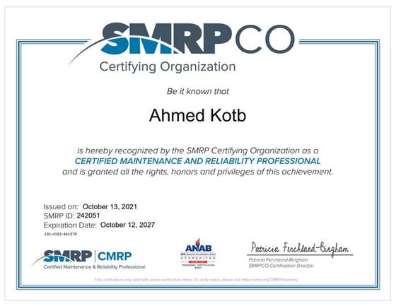 Certificate of Appreciation for Conducting "Maintenance Planning and Scheduling" course - Ahmed ...