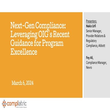 2024 Compliatric Webinar Series - Next-Gen Compliance- Leveraging OIG's ...
