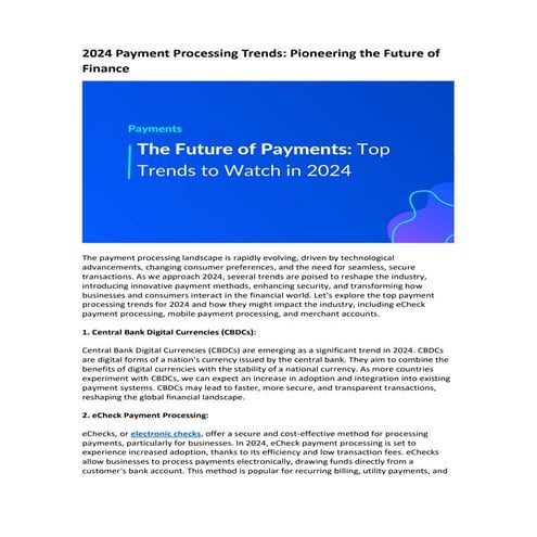 The Current Trends of Payment Processing In 2024 | PPTX