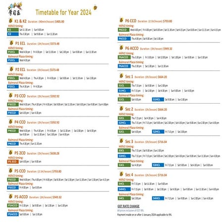 2024_Timetable of education and chinese. | PPT