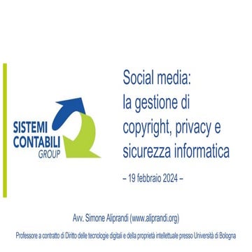 Social media: la gestione di copyright, privacy e sicurezza informatica ...