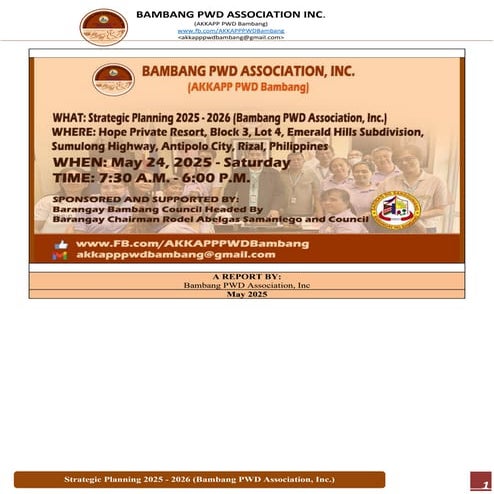 Strategic Planning 2025-2026 (Bambang PWD Association, Inc.) | PDF
