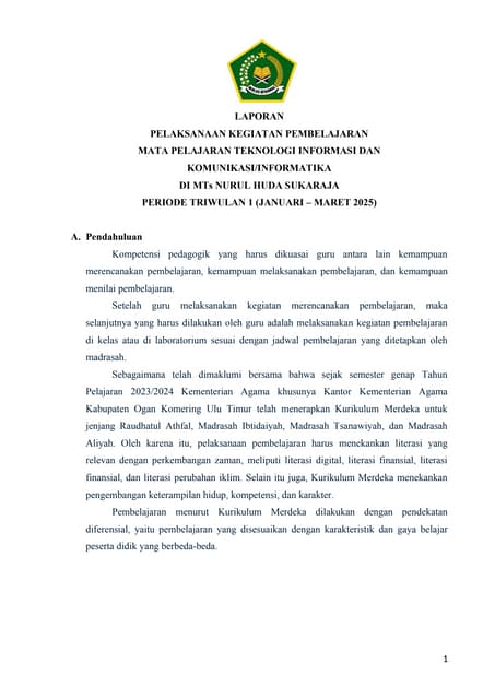 Contoh Rencana Hasil Kerja Guru (RHK) Tahunan | PDF