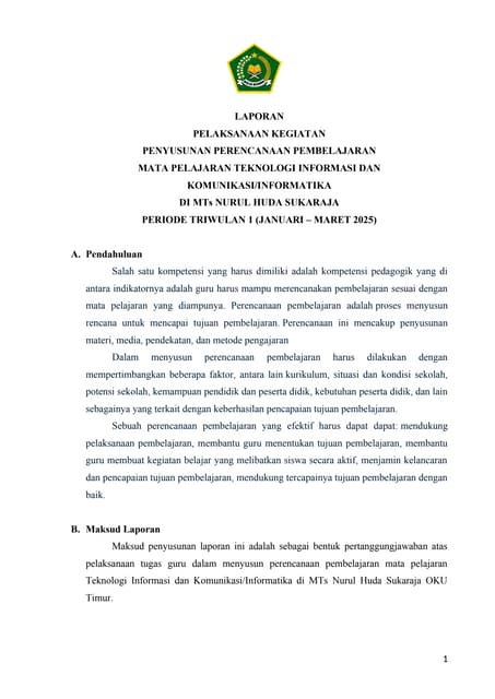 Contoh Rencana Hasil Kerja Guru (RHK) Tahunan | PDF