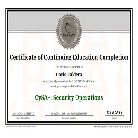 CySA+ Security Operations Cybrary Cybrary | PDF