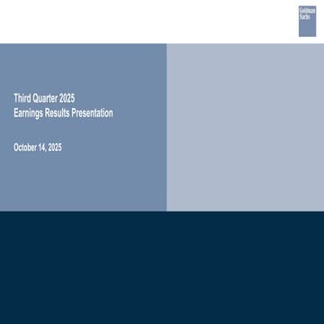 Goldman Sachs Third Quarter 2025 Earnings Results Presentation | PDF