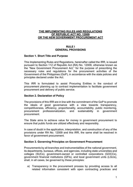 Government procurement Act RA 9184 | PPTX