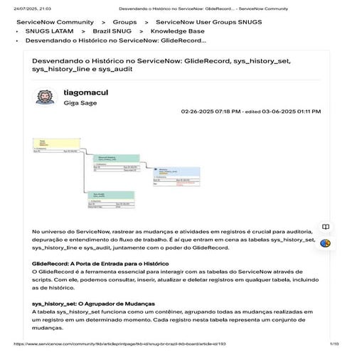 20250226_Desvendando o Histórico no ServiceNow GlideRecord, sys_history ...