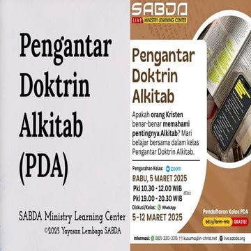 Kelas Online MLC: Materi Pengantar Doktrin Alkitab (PDA) | PPT