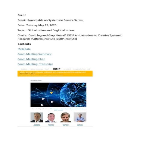 20250513 Roundtable on Systems of Service Series - Globalization and ...