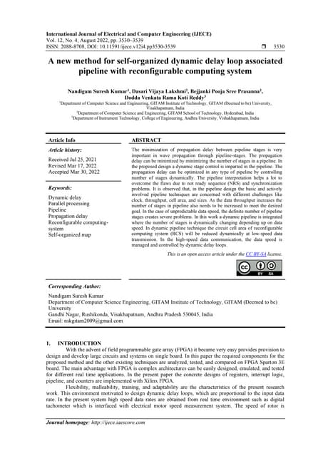 A New Method For Self Organized Dynamic Delay Loop Associated Pipeline With Reconfigurable