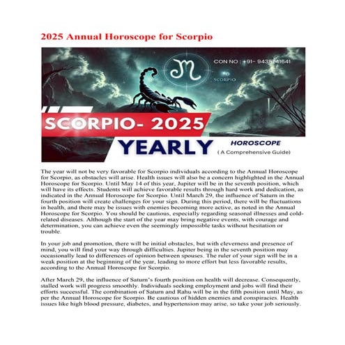 Detailed 2025 Annual Horoscope for Scorpio | PDF
