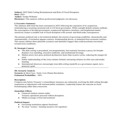 2025 Debt Ceiling Reinstatement: Political Risk and Fiscal Credibility ...