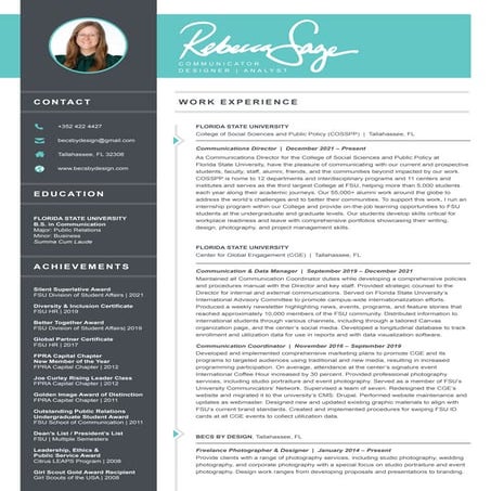2025 Resume: Rebecca Sage, Communicator, Designer, Analyst | PDF