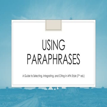 KU ENL1000 Using and Citing Paraphrases 2025 | PPT