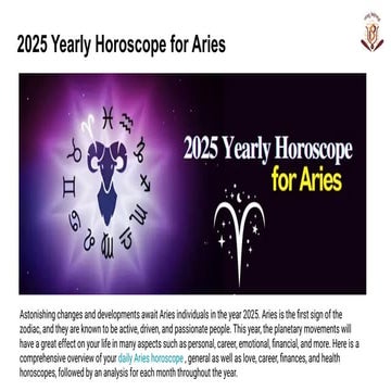 Know your 2025 Yearly Horoscope for Aries | PDF