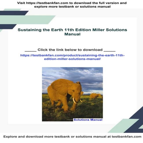 Sustaining the Earth 11th Edition Miller Solutions Manual | PDF