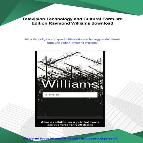 Television Technology and Cultural Form 3rd Edition Raymond Williams | PDF